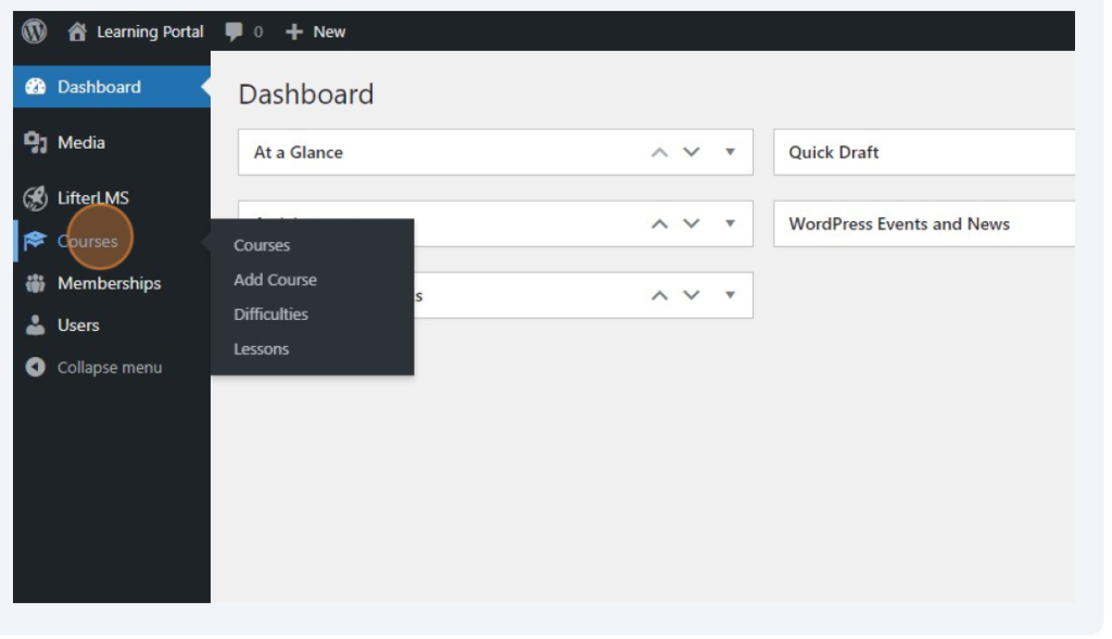 Creating a new course – Learning Portal